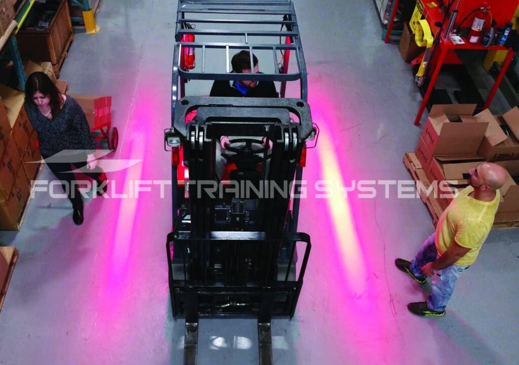 Buy Red Zone Danger Area warning light for forklifts, creates NO GO zone.
